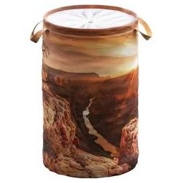 Wäschekorb Sanilo "Grand Canyon", orange, H:55cm Ø:37cm, Polyester, Wäschesammler, 60 Liter, faltbar, mit Sichtschutz