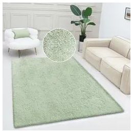 Teppich my home "Desner, Hochflor Teppiche" Gr. 6, grün, B:200cm H:35mm L:300cm, Kunstfaser, Teppiche, Mikrofaser, weich, flauschig, Wohnzimmer, Schlafzimmer, Kinderzimmer