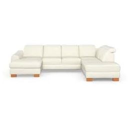 Sit & More Wohnlandschaft SIT & MORE "Dundee U-Form", beige (creme), B:338cm H:86cm T:219cm, Sofas, mit Federkern und Massivholzfüßen, wahlweise mit Kopfteilverstellung