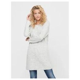 Strickkleid Only "ONLCAROL", Damen, Gr. M, N-Gr, grau (light grau melange), Strick, Obermaterial: 72% Polyacryl, 25% Polyester, 3% Elasthan, meliert, gerade ca. Mitte Oberschenkel, Rundhals, Kleider