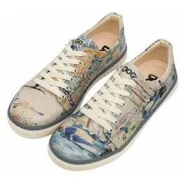 Sneaker DOGO "Classic Schnürsneaker Watercolor And Sailors Damen Sneaker", Damen, Gr. 38, Normalschaft, bunt (natur), Lederimitat, Schuhe Skaterschuh Schnürschuh Sneaker low, Handgefertigt