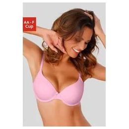 Schalen-BH Lascana "Ela - perfect basic", Damen, Gr. 70, Cup F, rosa, Microtouch, Obermaterial: 82% Polyamid (TACTEL), 18% Elasthan (LYCRA), Basic, BHs, mit Bügel aus seidiger Microfaser
