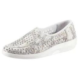 Slipper Airsoft, Damen, Gr. 43, weiß (weiß, geblümt), Leder, Nubukleder, Sportlich, Schuhe