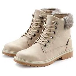 Stiefelette Lascana, Damen, Gr. 38, beige, Obermaterial: 92% Lederimitat, 8% Textilmaterial. Futter: 100% Polyester. Decksohle: 100% Polyester. Laufsohle: 100% Synthetik, unifarben, Schuhe, wind- & wasserabweisend,Winterboots, Outdoorstiefel, Winterstiefelette