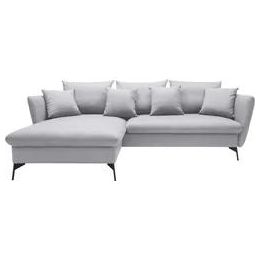 Ecksofa Andas "LIVORNO,258 cm, L-Form", grau, B:258cm H:91cm, 100% Polyester, PU-Schaum und Nosag-Federung., Federung Ottoman : 12 x Feder Type B 1650mm, Ferderung 2 Sitzer: 10 x Feder Type B 650 mm, Sitz und Funktion: Schaum T30/40 8 cm., Sofas, Schlaffunktion u. Bettkasten (139/224cm), Samt, Struktur, Webstoff