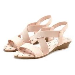 Sandalette Vivance "Sommerschuh", Damen, Gr. 40, rosa (rosé), Obermaterial: 100% Elasthan. Futter: 100% Textilmaterial. Decksohle: 100% Textilmaterial. Laufsohle: 100% Synthetik, unifarben, Casual, Schuhe, Sandale, Sommerschuh mit elastischen Riemchen und Keilabsatz VEGAN