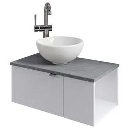 Waschtisch SAPHIR "Serie 6915 Waschschale mit Unterschrank für Gästebad, Gäste WC", weiß (weiß glanz, oxid dunkelgrau, weiß glanz), B:61cm H:39,8cm T:35cm, Waschtische, 61 cm breit, 2 Türen, offenes Fach, kleine Bäder, ohne Armatur