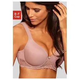 Schalen-BH Lascana, Damen, Gr. 80, Cup C, lila (mauve), Microtouch, Obermaterial: 85% Polyamid, 15% Elasthan, Klassisch, BHs, mit Bügel, nahtlos vorgeformte Cups, Spitzendetails, Dessous