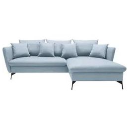 Ecksofa Andas "LIVORNO,258 cm, L-Form", grau (graublau), B:258cm H:91cm, 100% Polyester;PU-Schaum und Nosag-Federung.;Federung Ottoman : 12 x Feder Type B 1650mm;Ferderung 2 Sitzer: 10 x Feder Type B 650 mm;Sitz und Funktion: Schaum T30/40 8 cm., Sofas, Schlaffunktion u. Bettkasten (139/224cm), Samt, Struktur, Webstoff