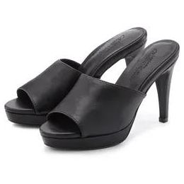High-Heel-Pantolette, Damen, Gr. 39, schwarz, Obermaterial: 100% Lederimitat. Futter: 100% Lederimitat. Decksohle: 100% Lederimitat. Laufsohle: 100% Synthetik, Lascana BELLE AFFAIRE, unifarben, Sexy, Schuhe Pantolette, Mule, Sandale, offener Schuh mit leichtem Plateau