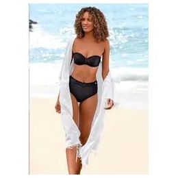 Bügel-Bandeau-Bikini-Top Sunseeker "Loretta", Damen, Gr. 34, Cup D, schwarz, Microfaser, Polyamid, Strukturmuster, strukturiert, unifarben, Bikini-Oberteile, mit Strukturmuster