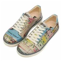 Sneaker DOGO "Classic Schnürsneaker Burano Island Damen Sneaker", Damen, Gr. 37, Normalschaft, bunt (natur), Lederimitat, Schuhe Skaterschuh Schnürschuh Sneaker low, Handgefertigt
