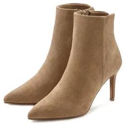 High-Heel-Stiefelette Lascana, Damen, Gr. 38, beige, Obermaterial: 100% Textilmaterial. Futter: 100% Textilmaterial. Decksohle: 100% Lederimitat. Laufsohle: 100% Synthetik, unifarben, Feminin, Schuhe, in spitzer Form & Pfennigabsatz, Reißverschluss Stiefel VEGAN