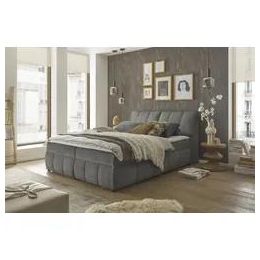 Boxbett ED EXCITING DESIGN "Valencia", grau, B:183cm L:240cm, 100% Polyester, Komplettbetten, Boxspringbett, inkl. Bettkasten und Stauraum im Kopfteil