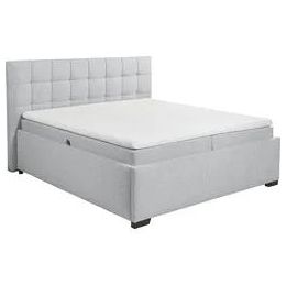 Boxbett ED EXCITING DESIGN "Artos", grau (hellgrau), B:203cm L:213cm, 100% Polyester, Komplettbetten, Boxspringbett, inkl. zwei Bettkästen