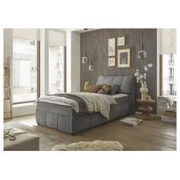 Boxbett ED EXCITING DESIGN "Valencia", grau, B:123cm L:240cm, 100% Polyester, Komplettbetten, Boxspringbett, inkl. Bettkasten und Stauraum im Kopfteil
