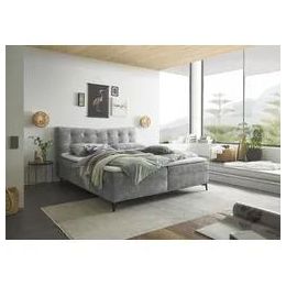 Boxbett ED EXCITING DESIGN "Melrose", grau, B:162cm L:210cm, 100% Polyester, Komplettbetten, Boxspringbett, inkl. Topper