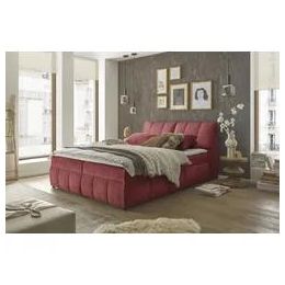 Boxbett ED EXCITING DESIGN "Valencia", rot, B:163cm L:240cm, 100% Polyester, Komplettbetten, Boxspringbett, inkl. Bettkasten und Stauraum im Kopfteil