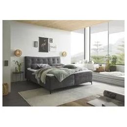 Boxbett ED EXCITING DESIGN "Melrose", grau (anthrazit), B:182cm L:210cm, 100% Polyester, Komplettbetten, Boxspringbett, inkl. Topper