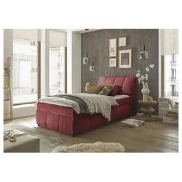 Boxbett ED EXCITING DESIGN "Valencia", rot, B:123cm L:240cm, 100% Polyester, Komplettbetten, Boxspringbett, inkl. Bettkasten und Stauraum im Kopfteil