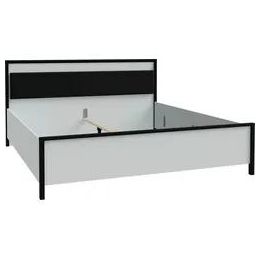 Bettgestell FORTE "High Rock, Belastbar bis 240 KG", grau (secret grau, schwarz), B:188,1cm H:98,7cm L:207,1cm, Betten, Kopfteil inklusive Beleuchtung