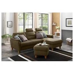 Ecksofa Home Affaire "Palmera L-Form, B: 244 cm", grün (oliv), B:244cm H:89cm T:163cm, 100% Polyester;Struktur (100% Polyester);Luxus-Microfaser in Lederoptik (100% Polyester), Sofas, optional Bettfunktion & Bettkasten, Federkern