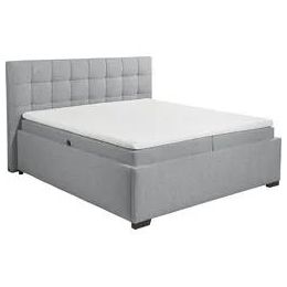 Boxbett ED EXCITING DESIGN "Artos", grau (grau, blau), B:203cm L:213cm, 100% Polyester, Komplettbetten, Boxspringbett, inkl. zwei Bettkästen