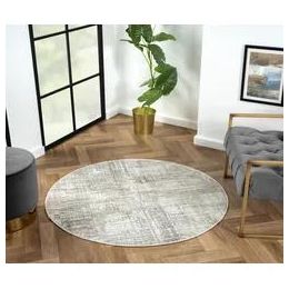 Teppich "My Taste", beige (creme, hellgrau, altgoldfarben), B:120cm H:10mm L:120cm Ø:120cm, Polyester, MyFlair MÖBEL & ACCESSOIRES, Teppiche, Kurzflor, Retro-Design, besonders weich durch Microfaser