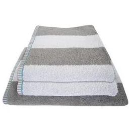 Handtuch Set Dyckhoff "Maritim, Block Stripe", grau (kiesel), 3 Stk., Frottier, Obermaterial: 100% Baumwolle, Handtuch-Sets, 2 Handtücher (50x100cm), 1 Duschtuch (70x140cm)
