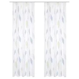 Vorhang Home Wohnideen "PAOLO" Gr. 2, blau (blau, grün), B:140cm H:175cm, Voile, Polyester, Gardinen, 2er Pack Kräuselbandschal PAOLO bedruckt