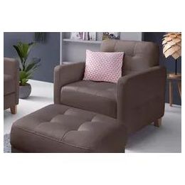 Sessel exxpo - SOFA FASHION "Elio, Loungesessel, aufwendige Detailverarbeitung, bequem und modern", braun, B:76cm H:84cm T:90cm, Luxus-Kunstleder;NaturLEDER (echtes Rindsleder) in Sitz und Rücken. Korpus in passendem Kunstleder SOFTLUX bezogen, Sessel, Einzelsessel, hoher Sitzkomfort für entspannende Momente