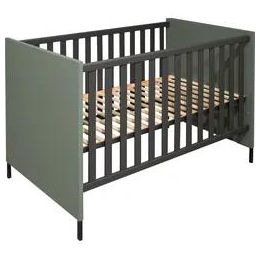 Mäusbacher Babybett MÄUSBACHER, grau (pine grün, anthrazit), B:76cm H:93cm T:144cm, Holzwerkstoff, Babybetten, Metallfüße, Metallgriffe