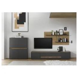 Wohnwand Inosign "City/Giron, moderne Anbauwand, Komplettset in vielen Farben verfügbar", grau (anthrazit), B:360cm T:45cm, Holzwerkstoff, Kastenmöbel-Sets, enthält ein Lowboard, ein Highboard & ein Wandboard
