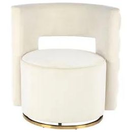 Sessel Kayoom "Drehsessel Sophistic, TOPSELLER hochwertiges Gestell aus Eisen", beige (creme, gold), B:74cm H:77,5cm T:66,5cm, Bezug:Polyester (Samt) Korpus:MDF, Sperrholz Gestell:Eisen, Sessel, Esszimmersessel Einzelsessel, drehbar, elegant, samtweich, gesteppt