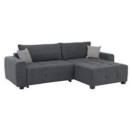 Ecksofa Home Affaire "Bella L-Form, B: 254 cm", grau (anthrazit), B:254cm H:87cm T:162cm, Microfaser PRIMABELLE (100% Polyester);Struktur fein ( 100% Polyester);Zierkissen: 100% Polyester;Microfaser Antiklederoptik (100% Polyester), Sofas, mit 2 Zierkissen, optional Bettfunktion & Bettkasten, Federkern
