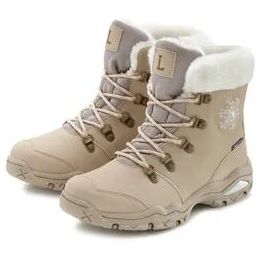 Winterstiefelette Lascana, Damen, Gr. 37, beige, Obermaterial: 100% Synthetik. Futter: 100% Polyester. Decksohle: 100% Polyester. Laufsohle: 100% Synthetik, gemustert, Schuhe, Stiefelette,Stiefel,Winterstiefel wind-& wasserabweisender Tex-Membran