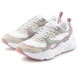 Sneaker Lascana, Damen, Gr. 37, weiß, Obermaterial: 100% Textilmaterial. Futter: 100% Textilmaterial. Decksohle: 100% Textilmaterial. Laufsohle: 100% Synthetik, mehrfarbig, Schuhe Modernsneaker Sneaker low, mit ultraleichter Chunky-Sohle, Schnürhalbschuh, Freizeitschuh