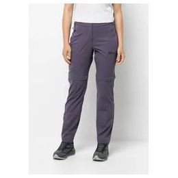 Zip-away-Hose Jack Wolfskin "GLASTAL ZIP AWAY PANTS W", Damen, Gr. 44, Normalgrößen, lila (schwarz, grape), OBERSTOFF: 94% POLYAMID, 6% ELASTHAN; LINING: 100% POLYESTER, Hosen