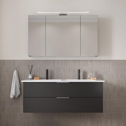 Steinkamp Living 2.0 / Villeroy & Boch Venticello CeramicPlus Badmöbel Set 130 cm mit Spiegelschrank, 3 Drehtüren