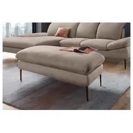 Hocker W.Schillig "enjoy&MORE", braun (stone z59), B:106cm H:45cm T:71cm, Chenille-Flachgewebe R66 (85% Polyester, 15% Nylon);Longlife Xtra-Leder Z59: Glattleder mit modischer Prägung. Hautstärke 0, 9 - 1, 1 mm;Stoff S37 (100% Polyester), Hocker, Füße bronze pulverbeschichtet, Breite 106 cm
