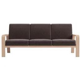 Sit & More 3-Sitzer SIT & MORE "Kolding", braun, B:200cm H:91cm T:93cm, 100% Polyester, Sofas, Armlehnen aus Buchenholz in natur, verschiedene Bezüge und Farben