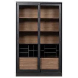 Vitrine Woood "James", schwarz, B:125cm H:200cm T:47cm, FSC-zertifizierter Holzwerkstoff, Schränke, mit Glas, viel Stauraum, H 200 cm x B 125 cm