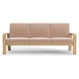 Sit & More 3-Sitzer SIT & MORE "Kolding", beige, B:200cm H:91cm T:93cm, 100% Polyester, Sofas, Armlehnen aus Buchenholz in natur, verschiedene Bezüge und Farben