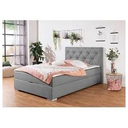 Boxbett Inosign "Tynan", grau, B:154cm L:210cm, Komplettbetten, Boxspringbett, wahlweise mit Bettkasten, in H2, H3 & H4 erhältilich