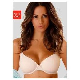 Schalen-BH Lascana "Ela - perfect basic", Damen, Gr. 80, Cup D, beige (puder), Microtouch, Obermaterial: 82% Polyamid (TACTEL), 18% Elasthan (LYCRA), BHs, mit Bügel aus seidiger Microfaser