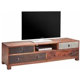 Lowboard Home Affaire "Mahar", bunt (braun, bunt), B:150cm H:40cm T:40cm, Sideboards, Kommode mit Metallfronten, Breite 150 cm