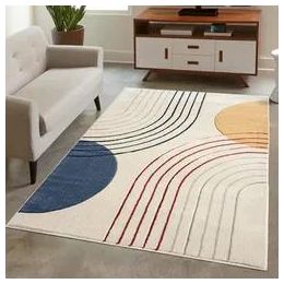 Teppich Carpet City "BONITO 7170", bunt, B:120cm H:11mm L:170cm, Obermaterial: 100% Polypropylen, Teppiche, Teppich, L&auml;ufer, Flachflor, Hochtief-Muster/ 3D-Effekt, Geo-Muster, Wohnzimmer