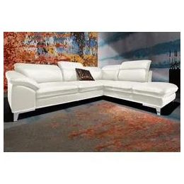 Polstergarnitur COTTA "Teresa L-Form", weiß (altweiß,), B:293cm, Sitzmöbel-Sets, Set bestehend aus: Ecksofa mit Kopfteilverstellung & Hocker