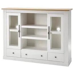 Highboard Home Affaire "Westminster BESTSELLER", weiß (pinie weiß, wotan eiche), B:160cm H:122cm T:41cm, Sideboards, im angesagten Landhaus-Look