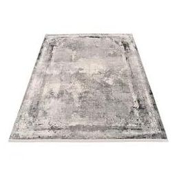 Teppich Machalke "frame" Gr. 6, grau, B:200cm H:8mm L:290cm, Kunstfaser, Viskose, Teppiche, Design Teppich, Vintage Optik, Wohnzimmer